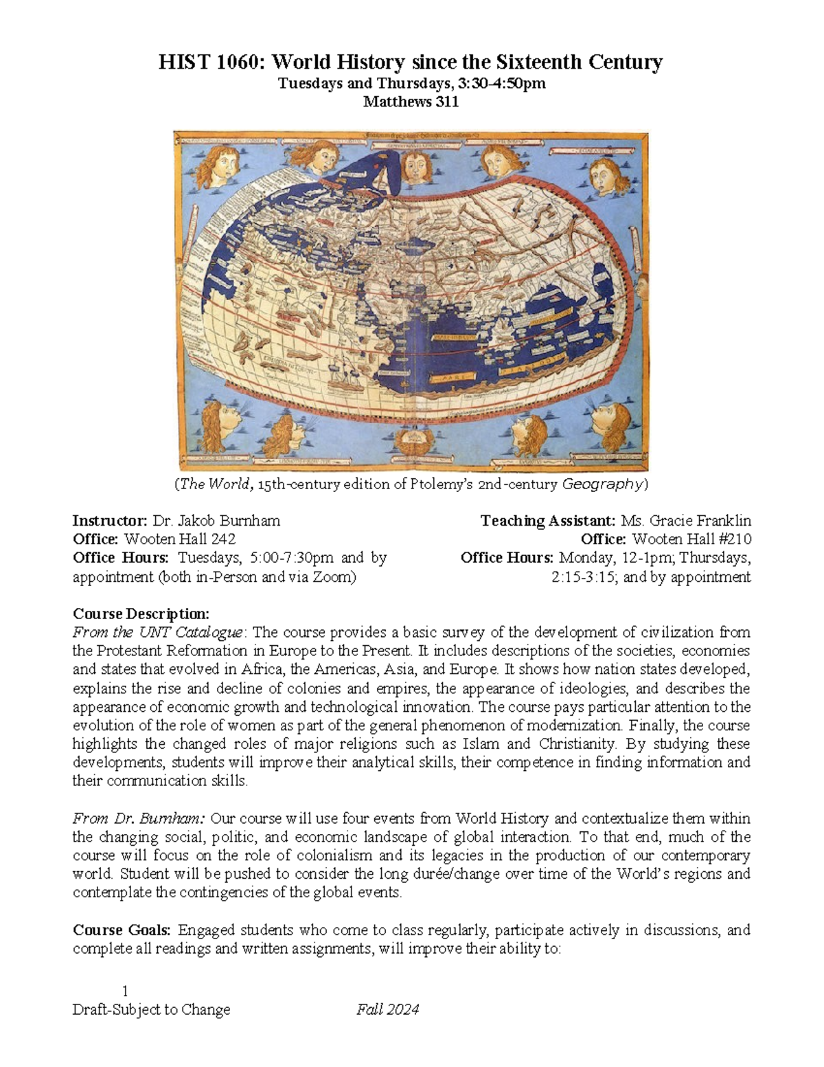 HIST1060 Syllabus - HIST 1060: World History since the Sixteenth ...