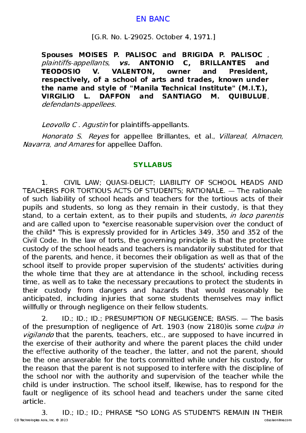 3. Palisoc v. Brillantes - EN BANC [G. No. L-29025. October 4, 1971 ...