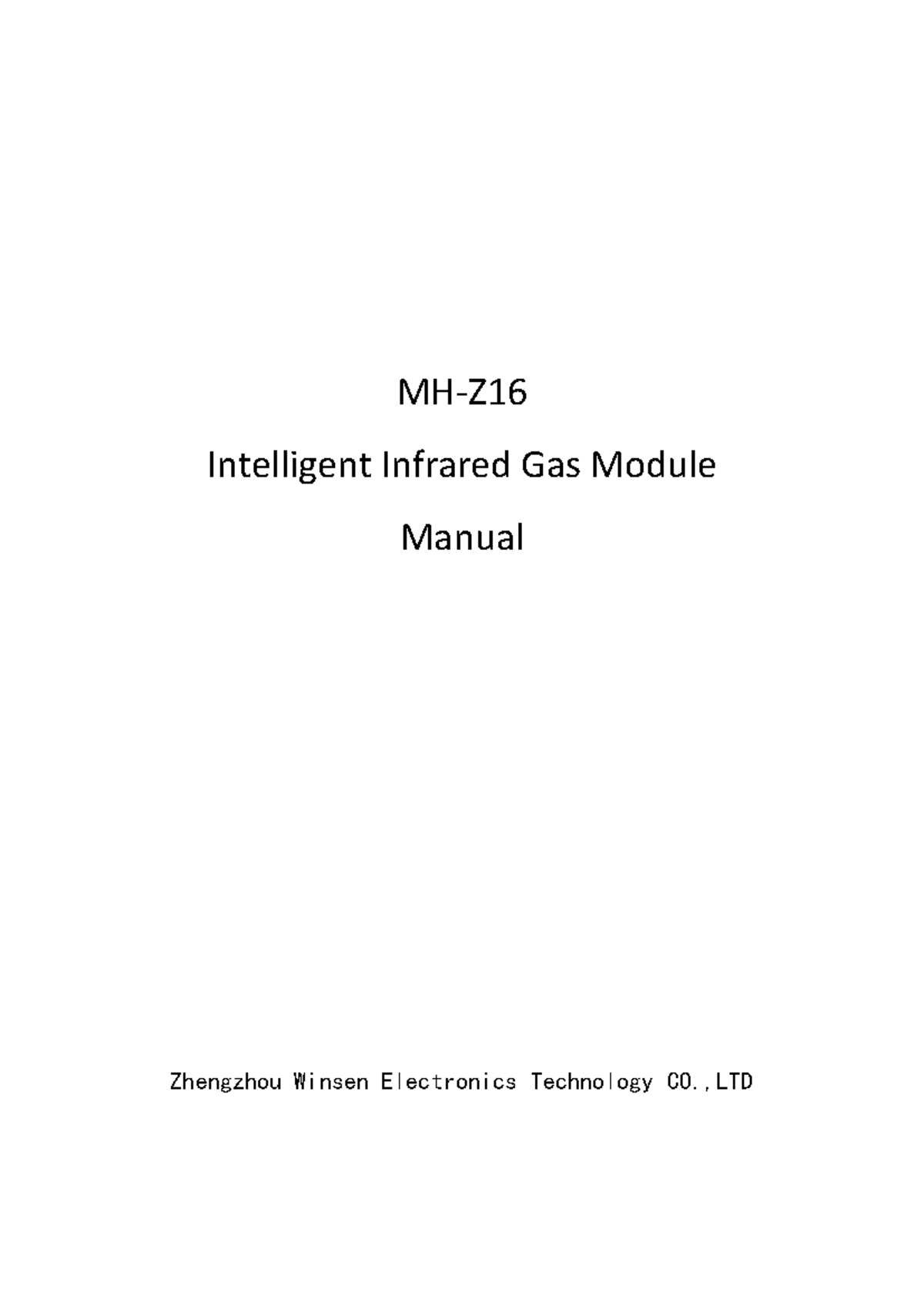 MH-Z16 CO2 datasheet EN - MH-Z Intelligent Infrared Gas Module Manual ...