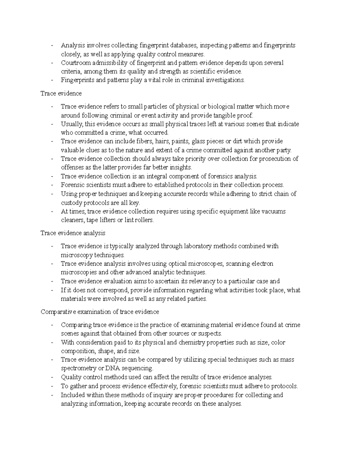 Forensic Science Notes 13 - Analysis involves collecting fingerprint ...