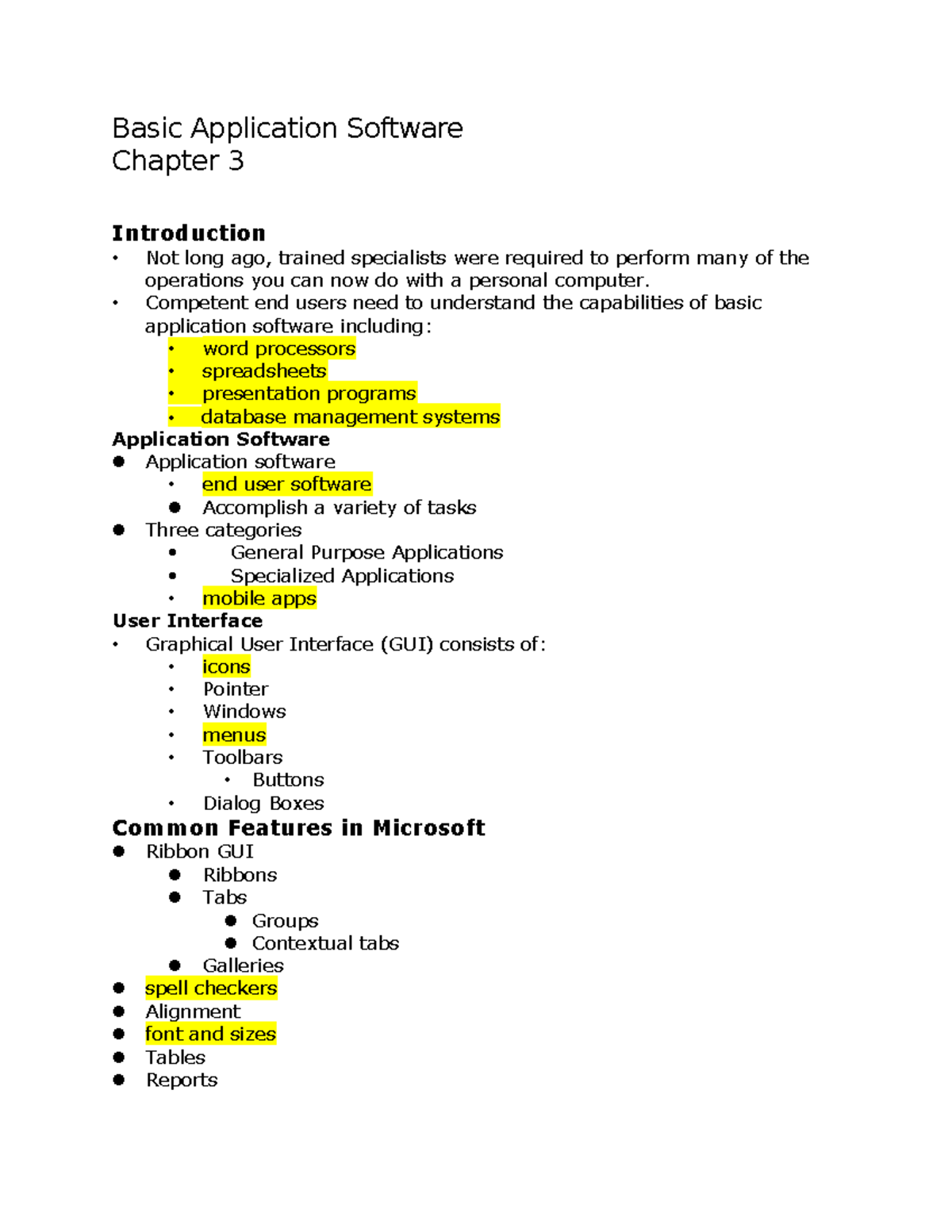 Chapter 3 2017 - Basic Application Software Chapter 3 Introduction Not ...