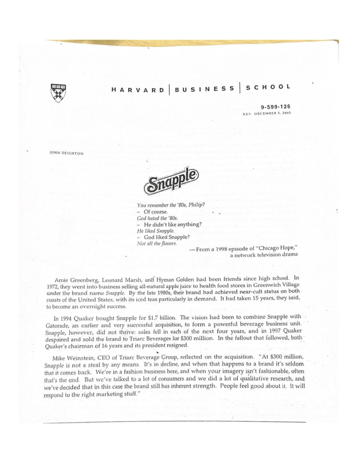 Snapple case MM - Digital electronics - Studocu