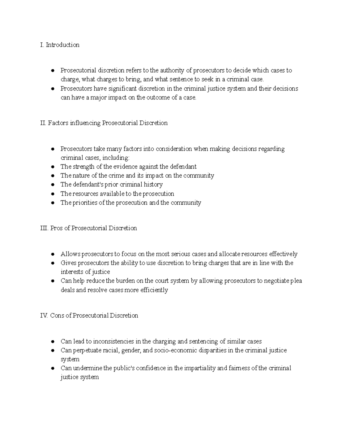 Prosecutorial Discretion - I. Introduction Prosecutorial discretion ...