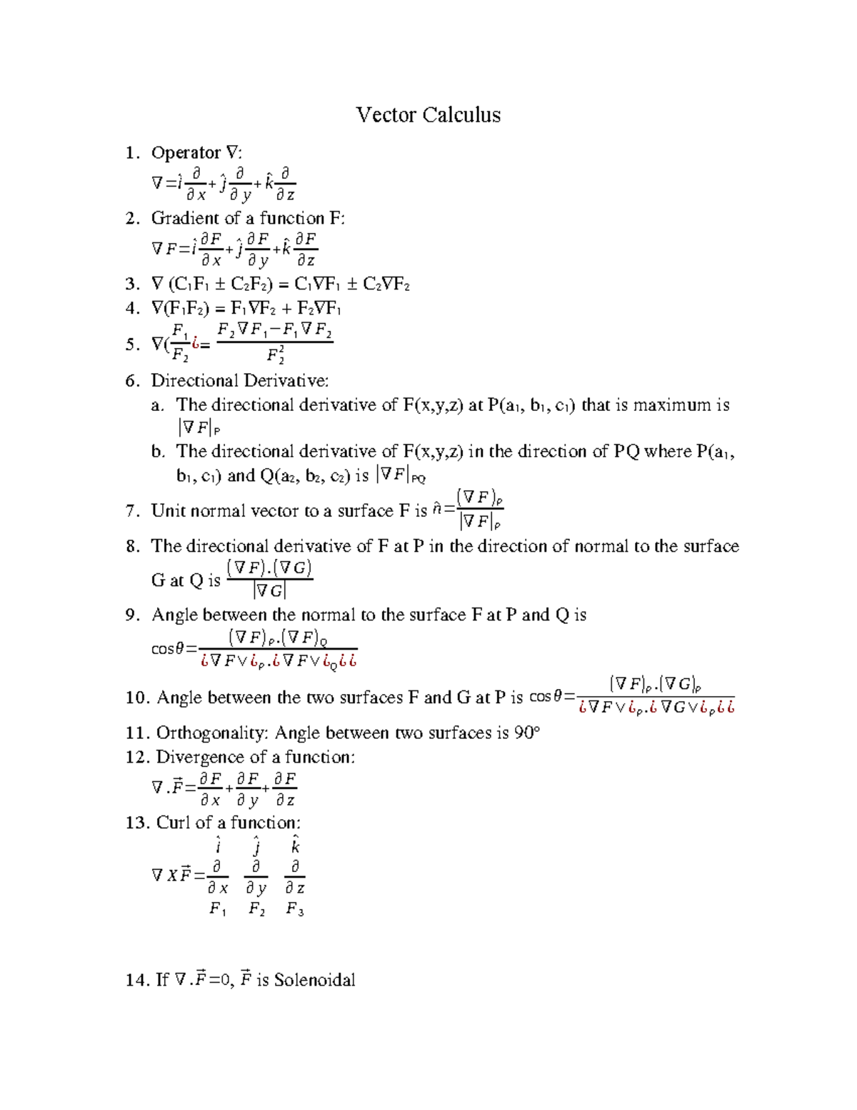 Vector Calculus - Unit II - Vector Calculus 1. Operator ∇: ∇= i^ ∂ ∂ x ...