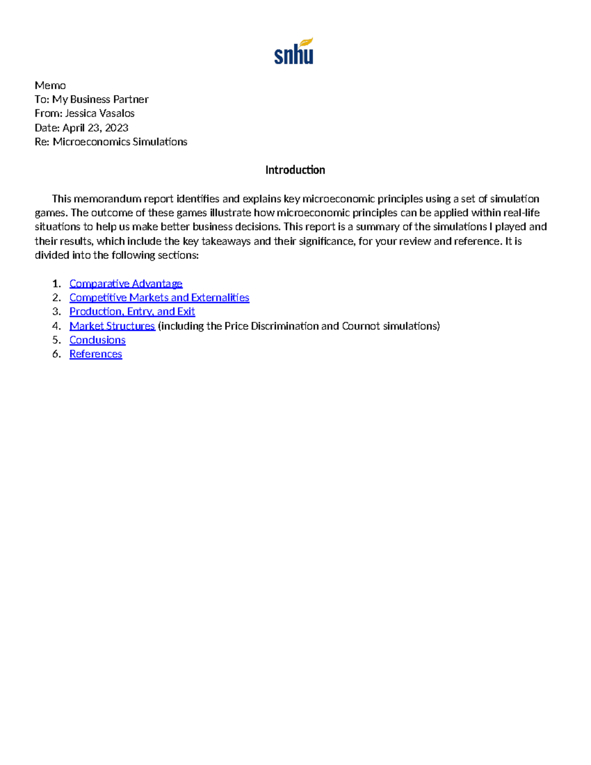 JVasalos Final Project Microecon - Memo To: My Business Partner From ...