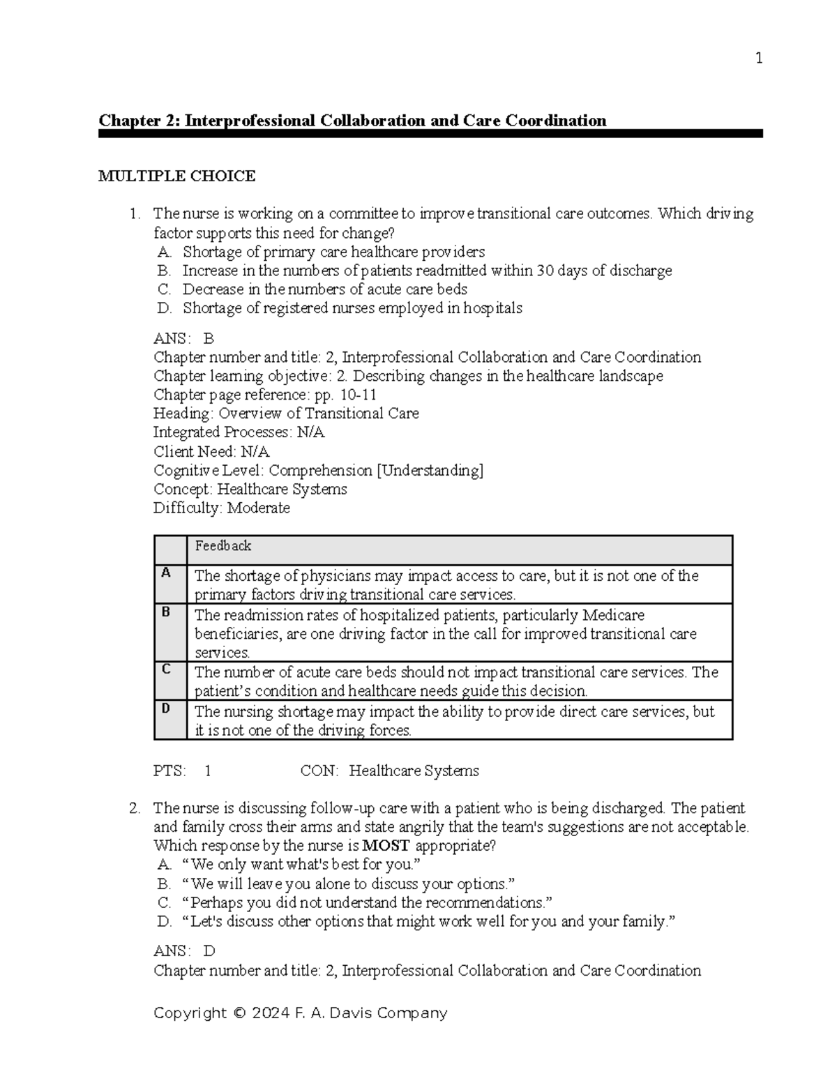 NUR 445 Module 1 - Complex and Emergent Care Management - Quiz Banks - Chapter 2 ...