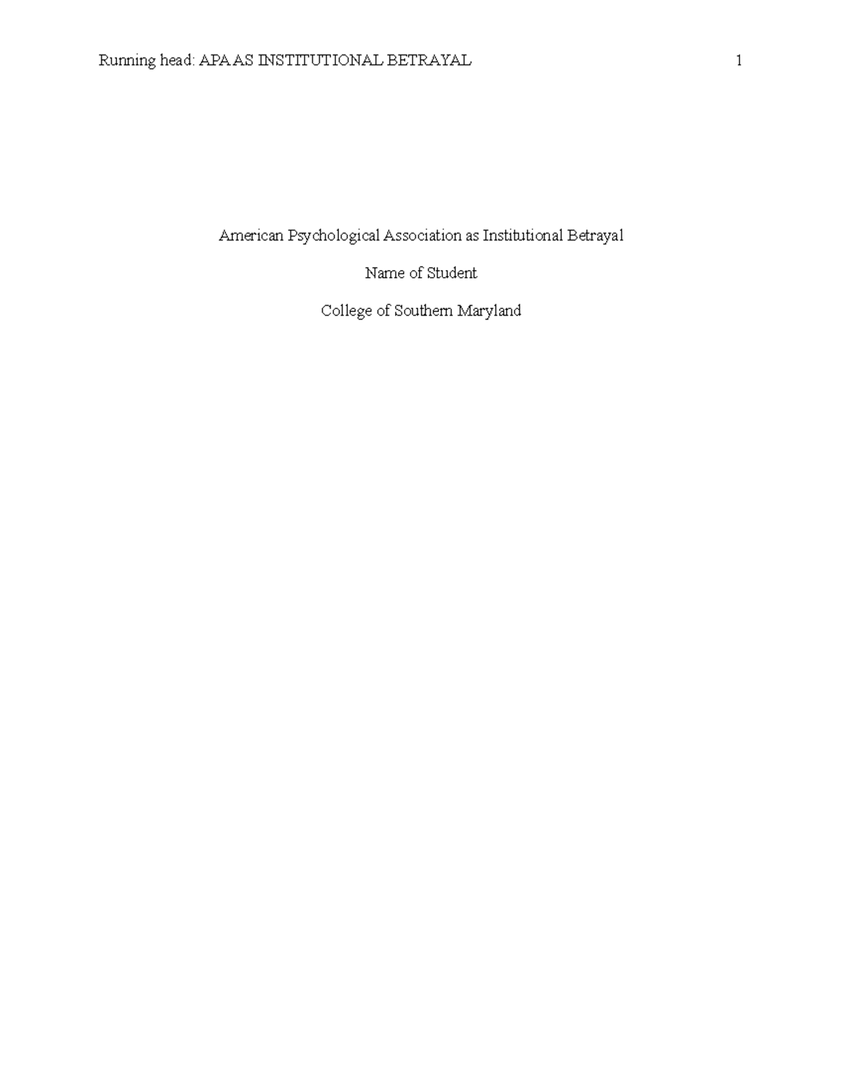PSY 1010 Critical Thnking About YOUR Everyday LIFE - Running head: APA ...
