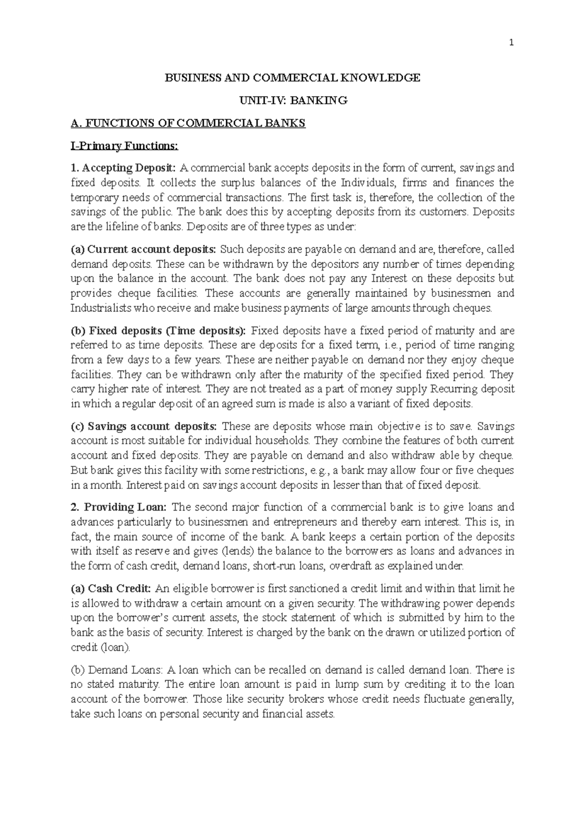 Business and commercial knowledge - BUSINESS AND COMMERCIAL KNOWLEDGE ...