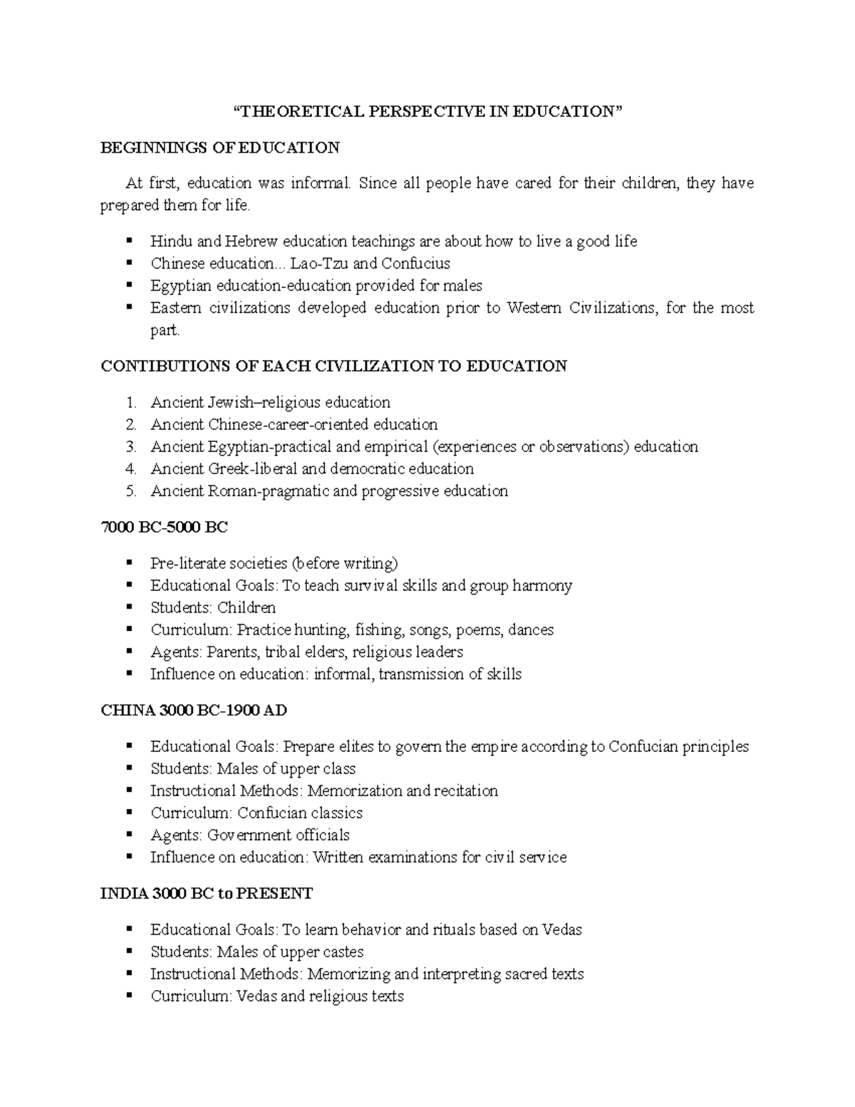 Theoretical Perspectives in Education - “THEORETICAL PERSPECTIVE IN ...