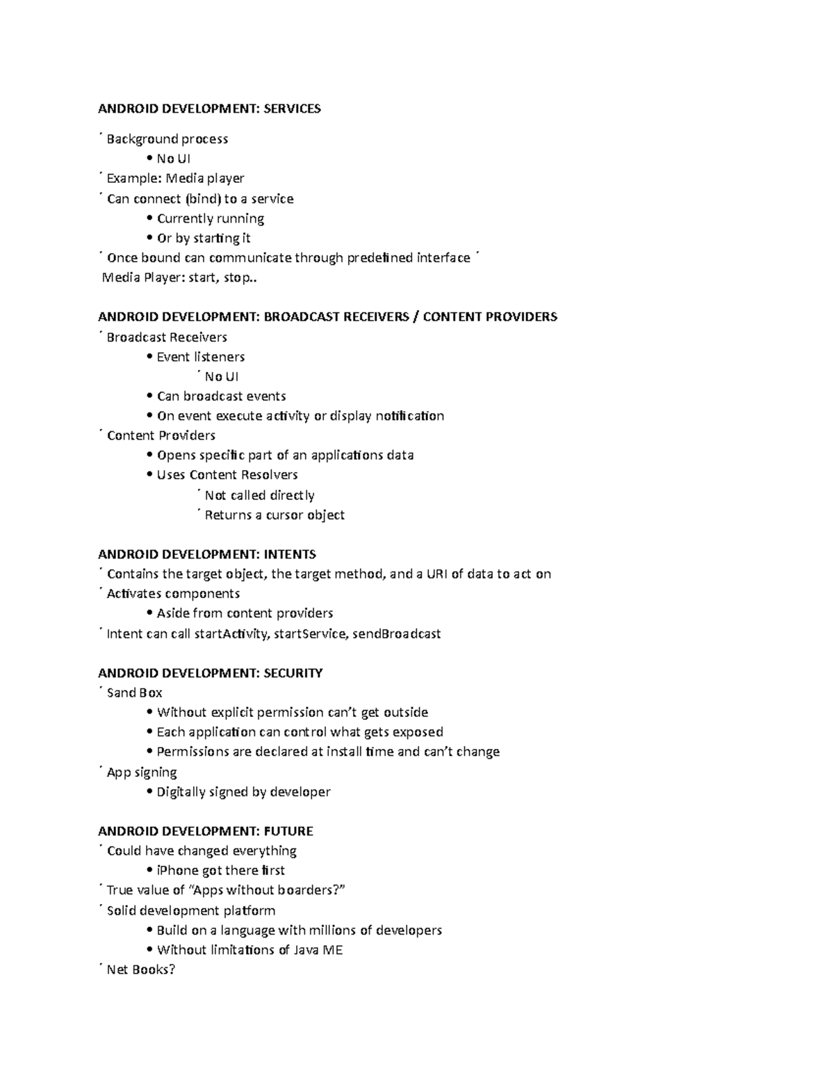 Mobile Application Part 4 - ANDROID DEVELOPMENT: SERVICES Background ...