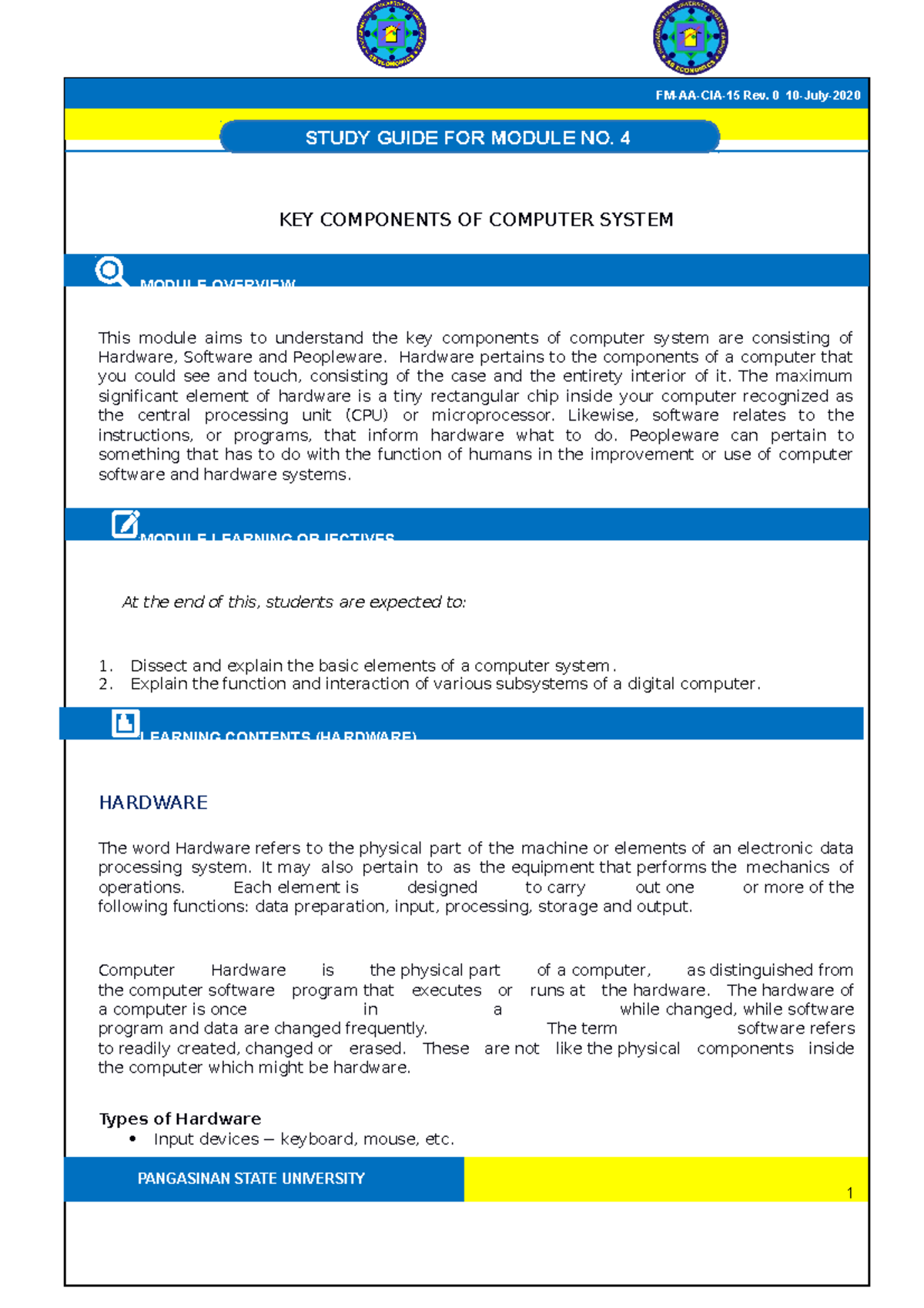 Key Components of Computer System - KEY COMPONENTS OF COMPUTER SYSTEM ...