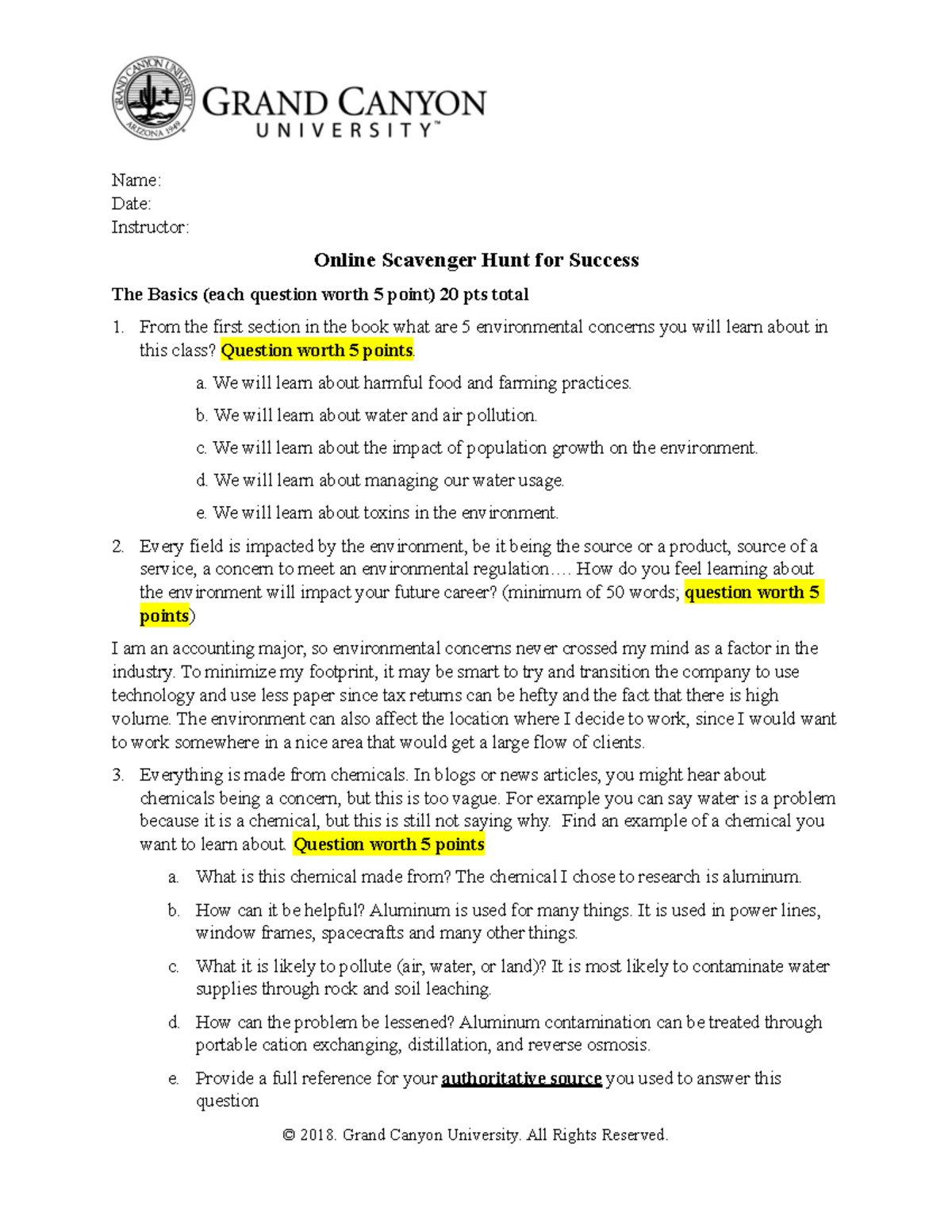 Scavenger Hunt - BIO 1 - Name: Date: Instructor: Online Scavenger Hunt ...