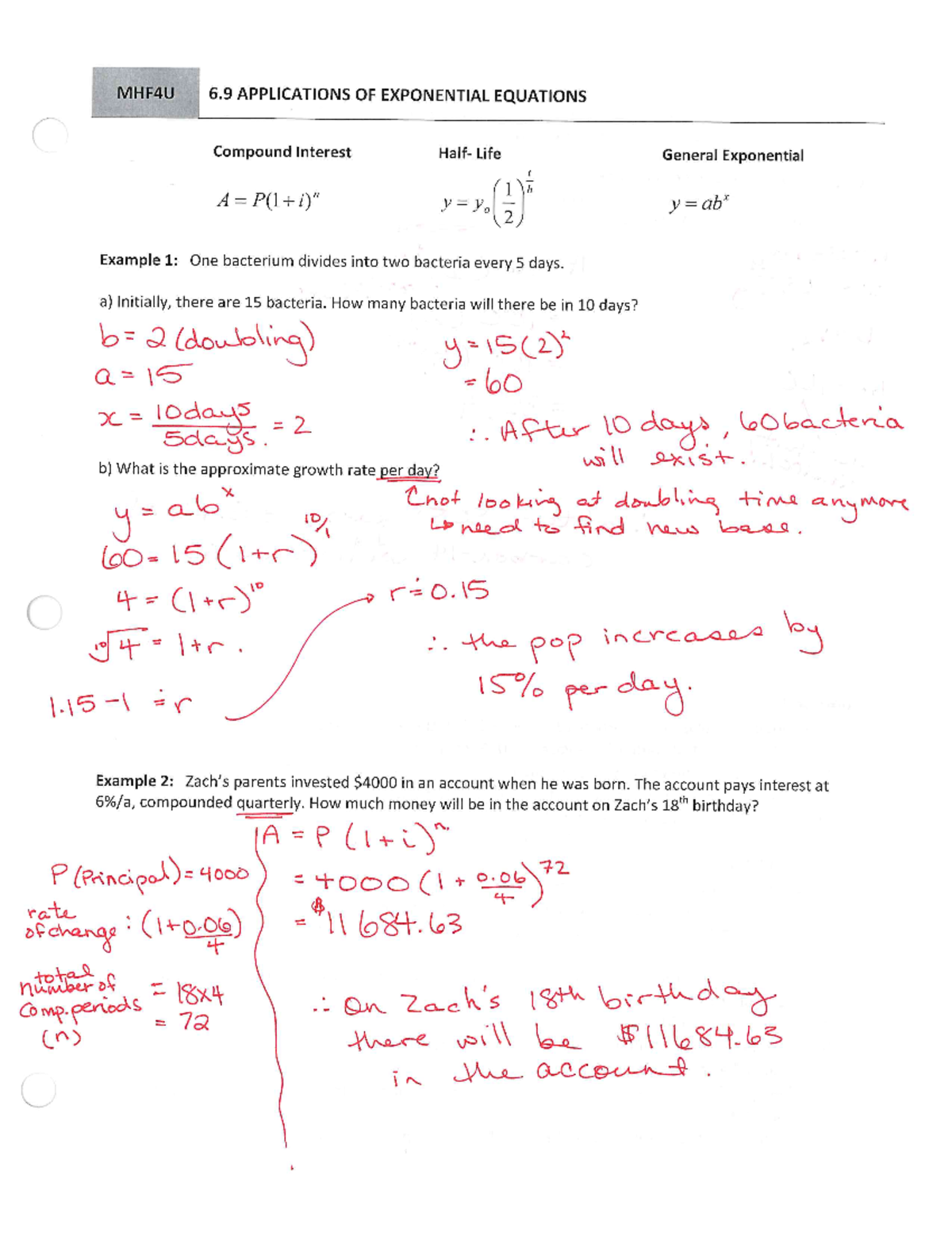 6.08 Applications of Exponentials and Logs ( Filled IN) - Studocu