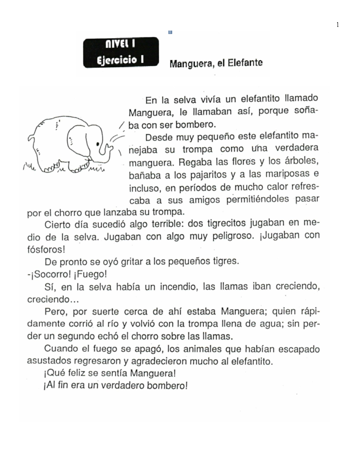 Ejercicio 1 - lenguaje - NIVEL I – EJERCICIO I – MANGUERA, EL ELEFANTE ...