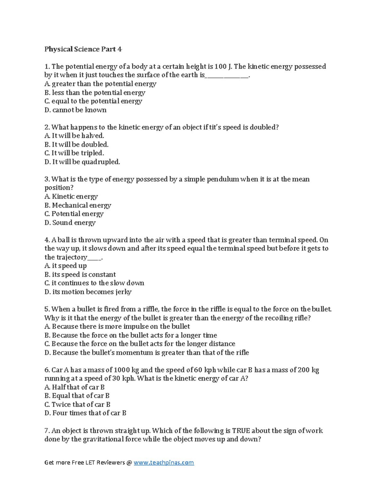 Part 4 Physical Science - BSE Physical Science - PangSU - Studocu