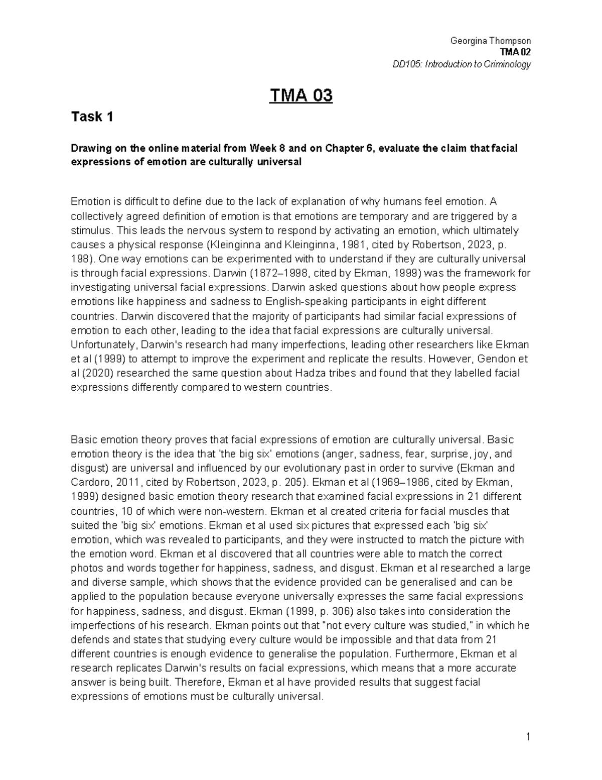 TMA 03 'Debate on death penalty' - TMA 02 DD105: Introduction to Criminology TMA 03 Task 1 ...