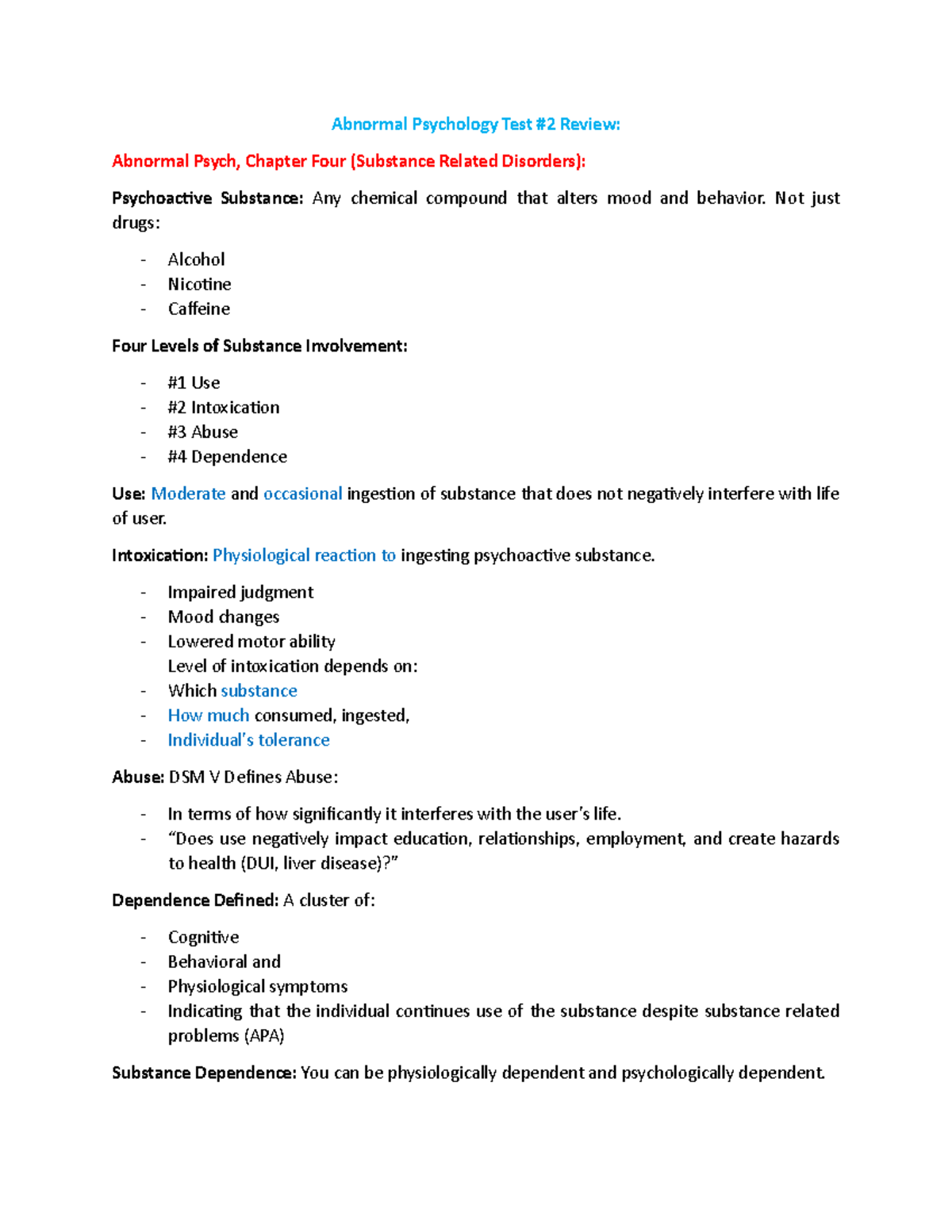 Abnormal Psychology Test Two Review - Abnormal Psychology Test #2 ...