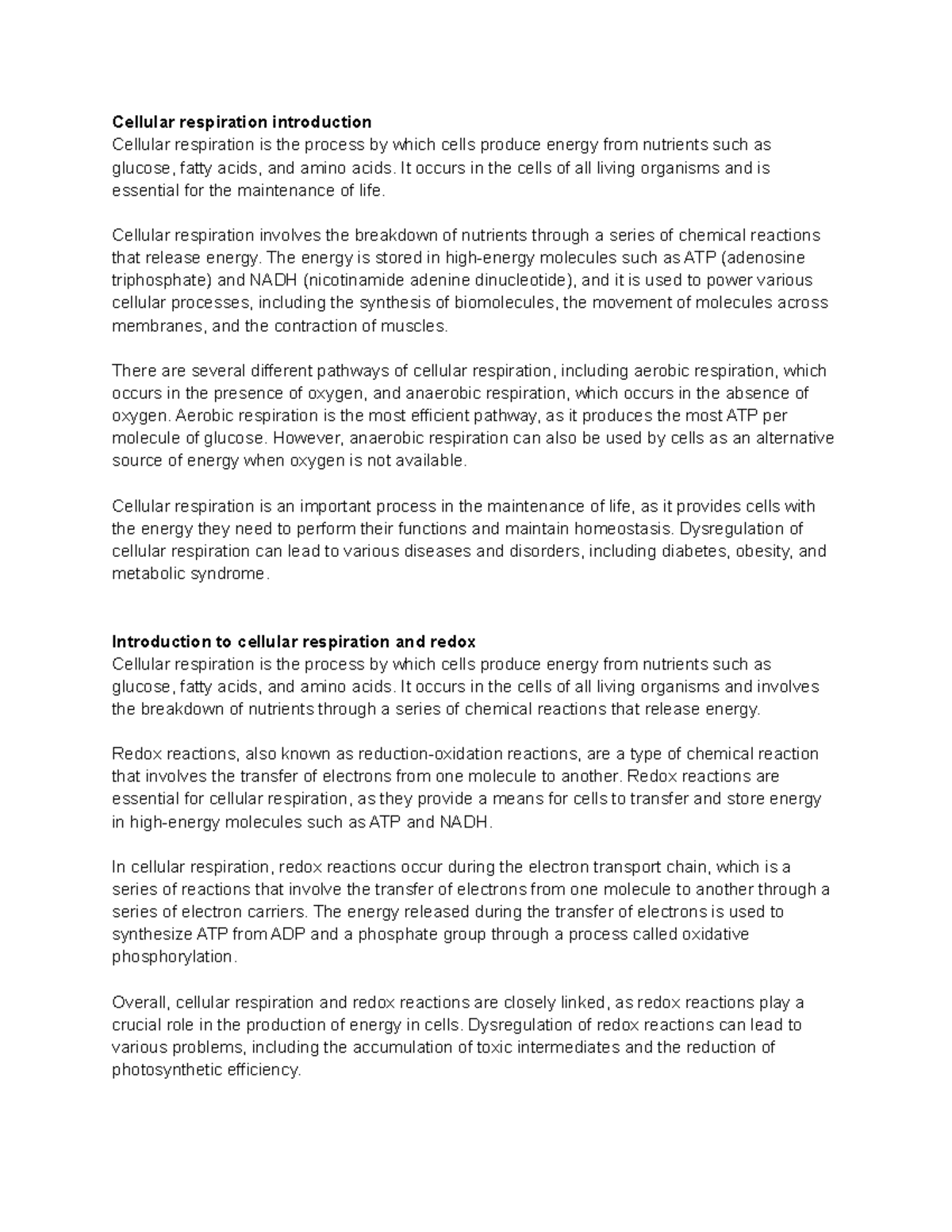 Cellular Respiration - Biology - Cellular respiration introduction ...