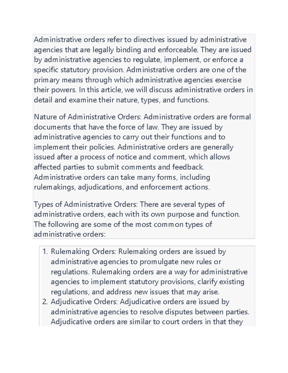 Admin Orders - Notes - Administrative orders refer to directives issued ...