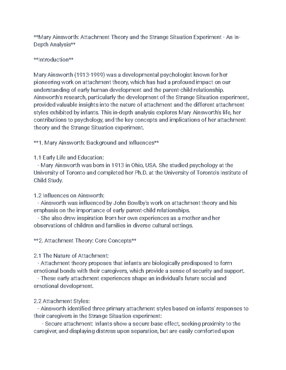 Mary Ainsworth Attachment Theory and the Strange Situation Experiment ...