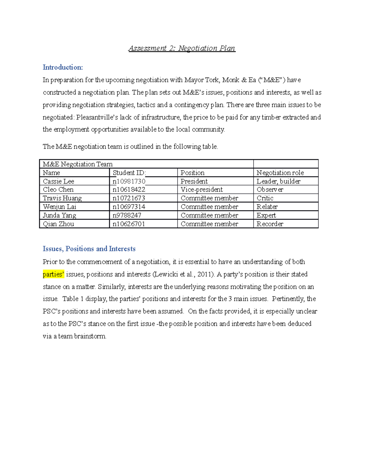 T2 Draft negotiation plan - Assessment 2: Negotiation Plan Introduction ...