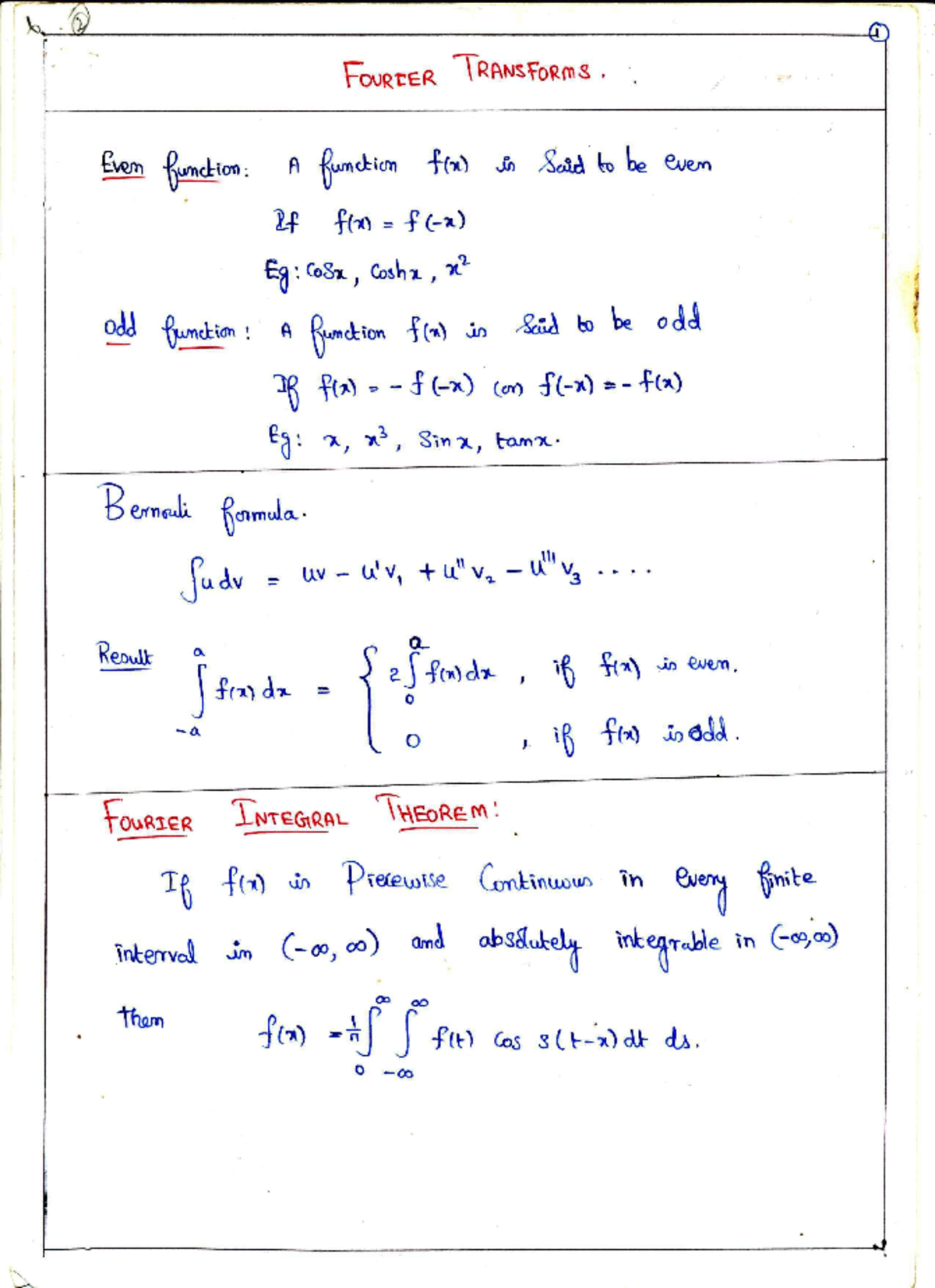FOurier TRansforms HAND Written - Transforms And Boundary Value Problems - Studocu