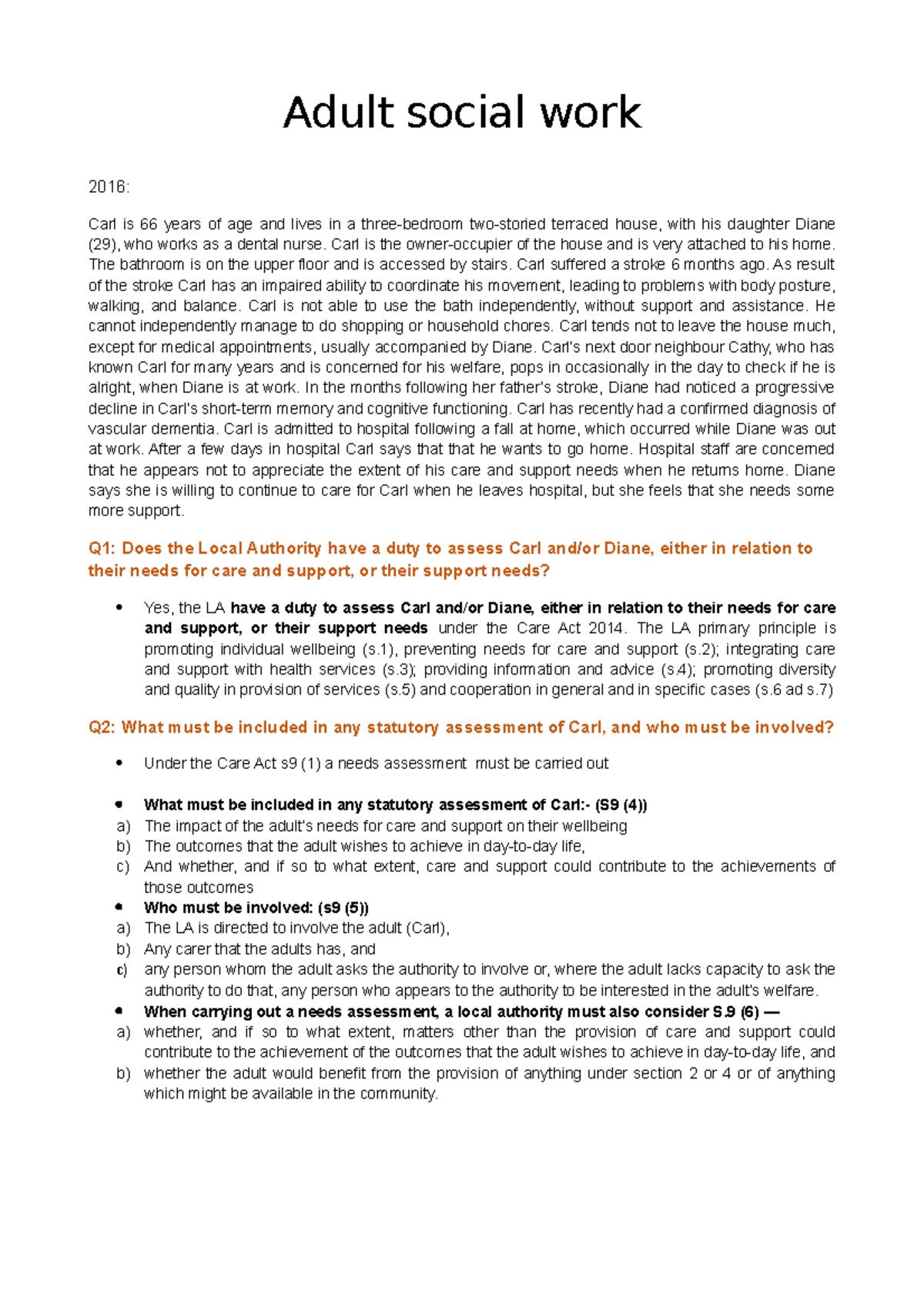 Sample/practice exam 2016, questions and answers - Adult social work ...