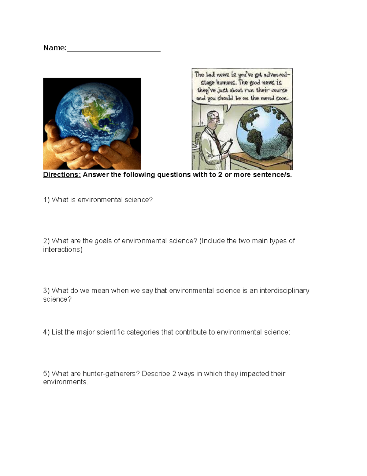 Activity #1-ENVI - Name:__________________________ Directions: Answer ...