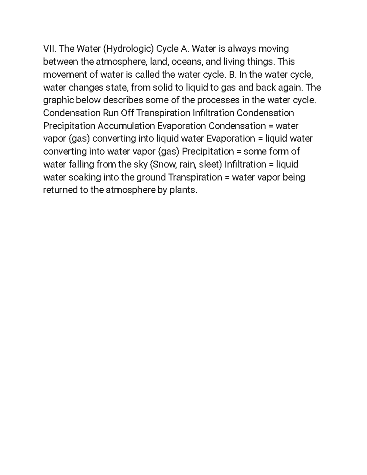 Untitled document (64) - VII. The Water (Hydrologic) Cycle A. Water is ...