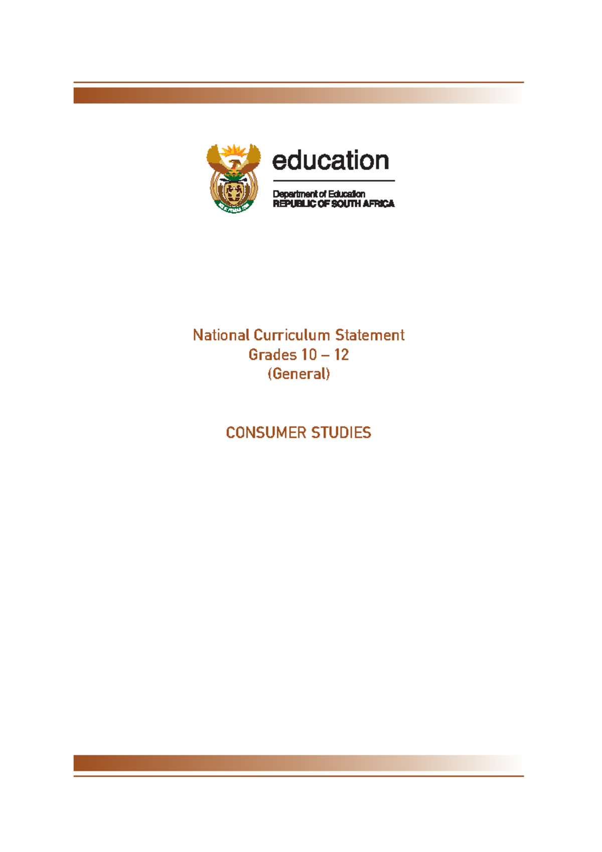 External-Consumer Studies - National Curriculum Statement Grades 10 ...