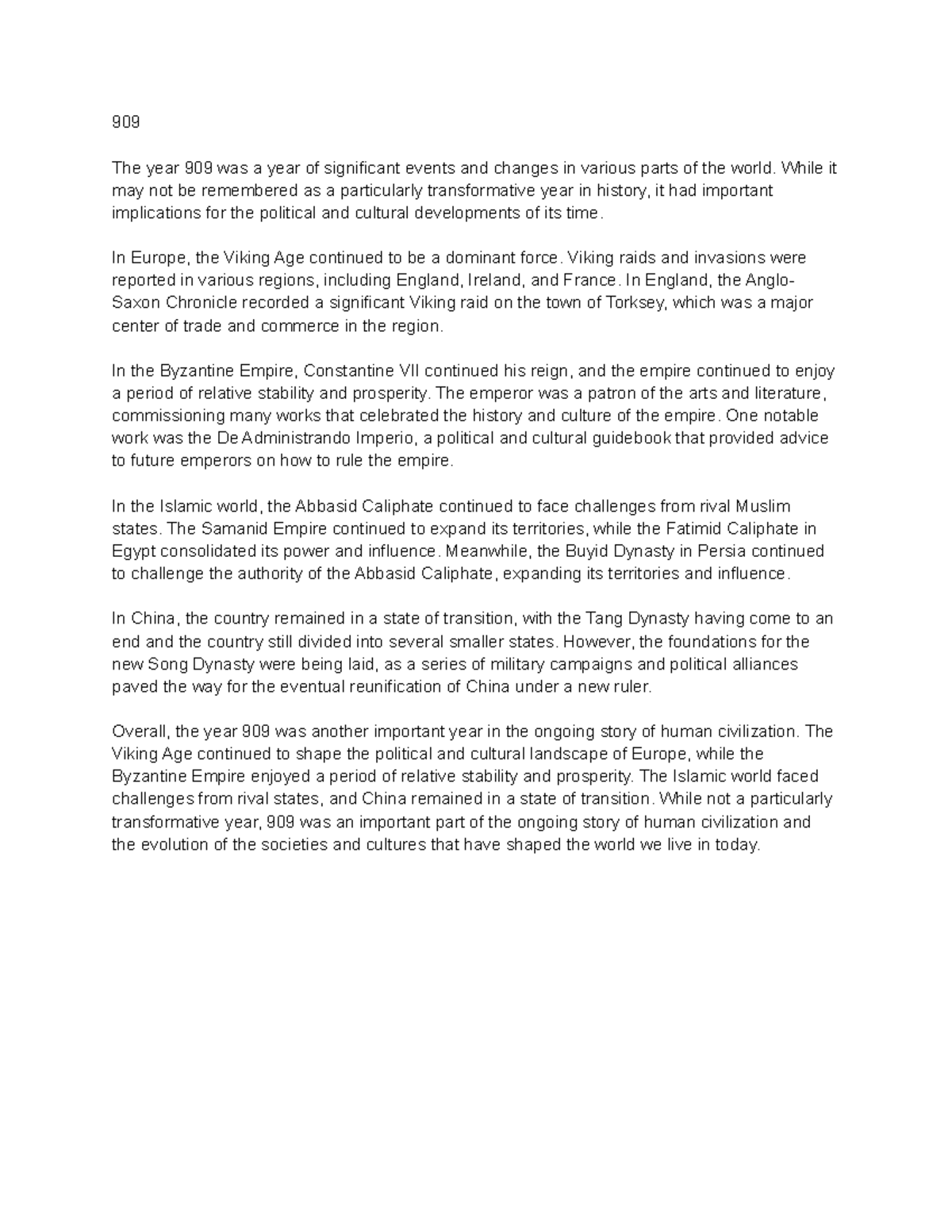 Untitled document (68) - 909 The year 909 was a year of significant ...