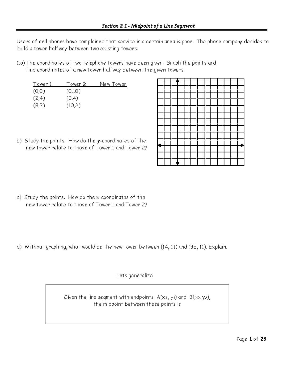 Unit 2 Lessons template 2024 - Section 2 - Midpoint of a Line Segment ...