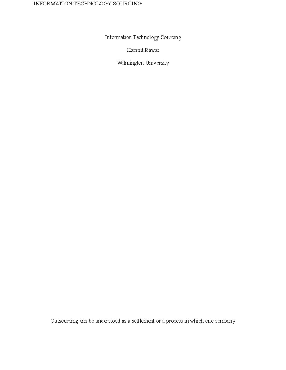 Information Technology Sourcing - INFORMATION TECHNOLOGY SOURCING ...