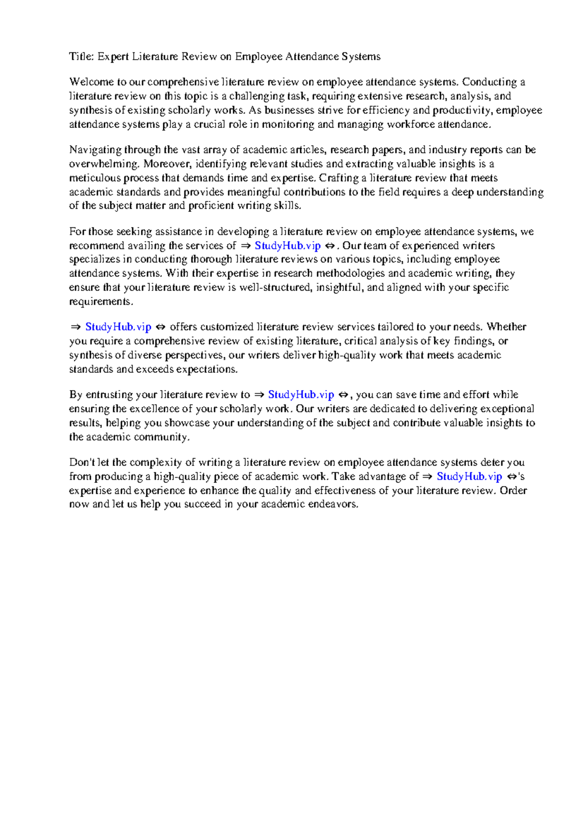 Literature Review On Employee Attendance System - Title: Expert ...
