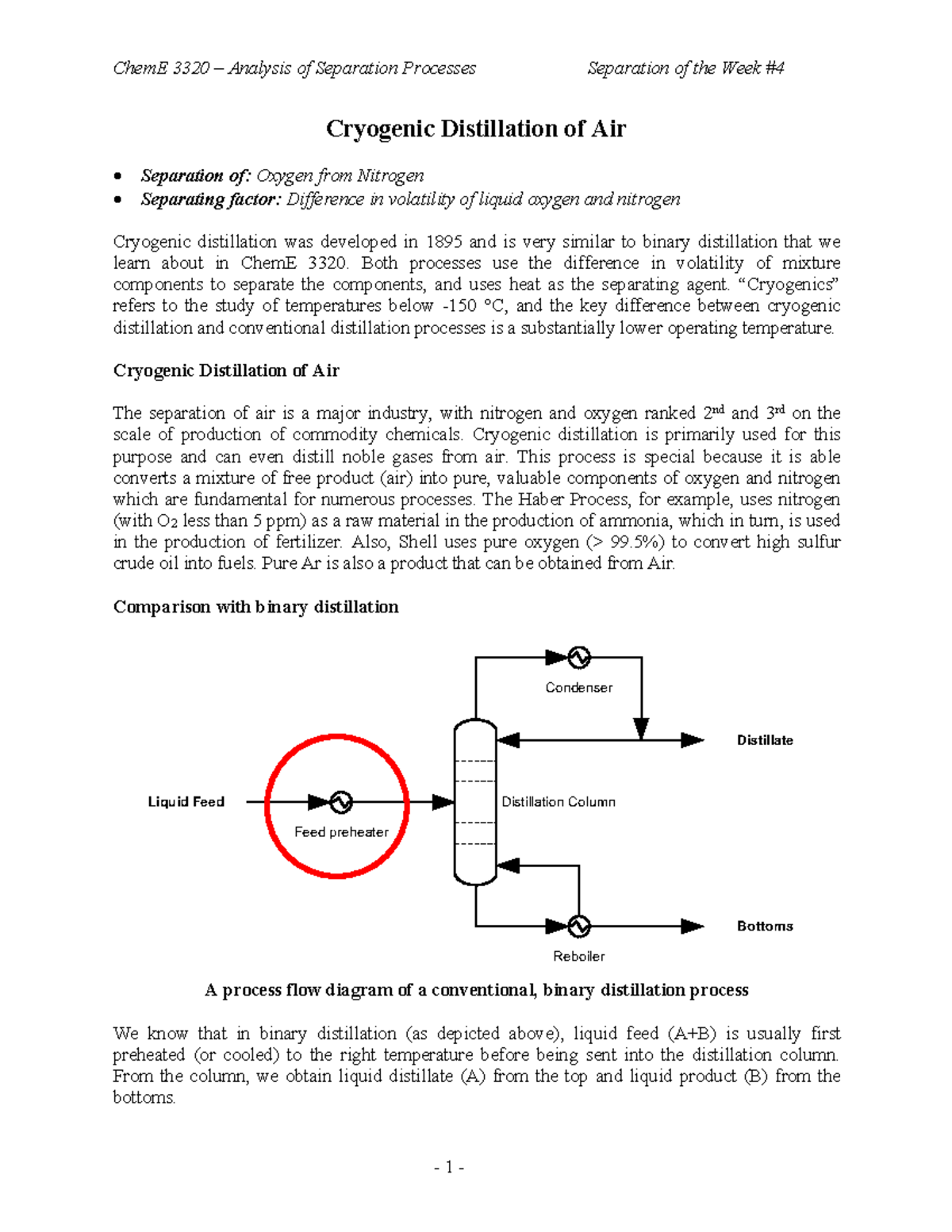 Chem E 3320 Separation of the Week 4 - Cryogenic Distillation of Air ...
