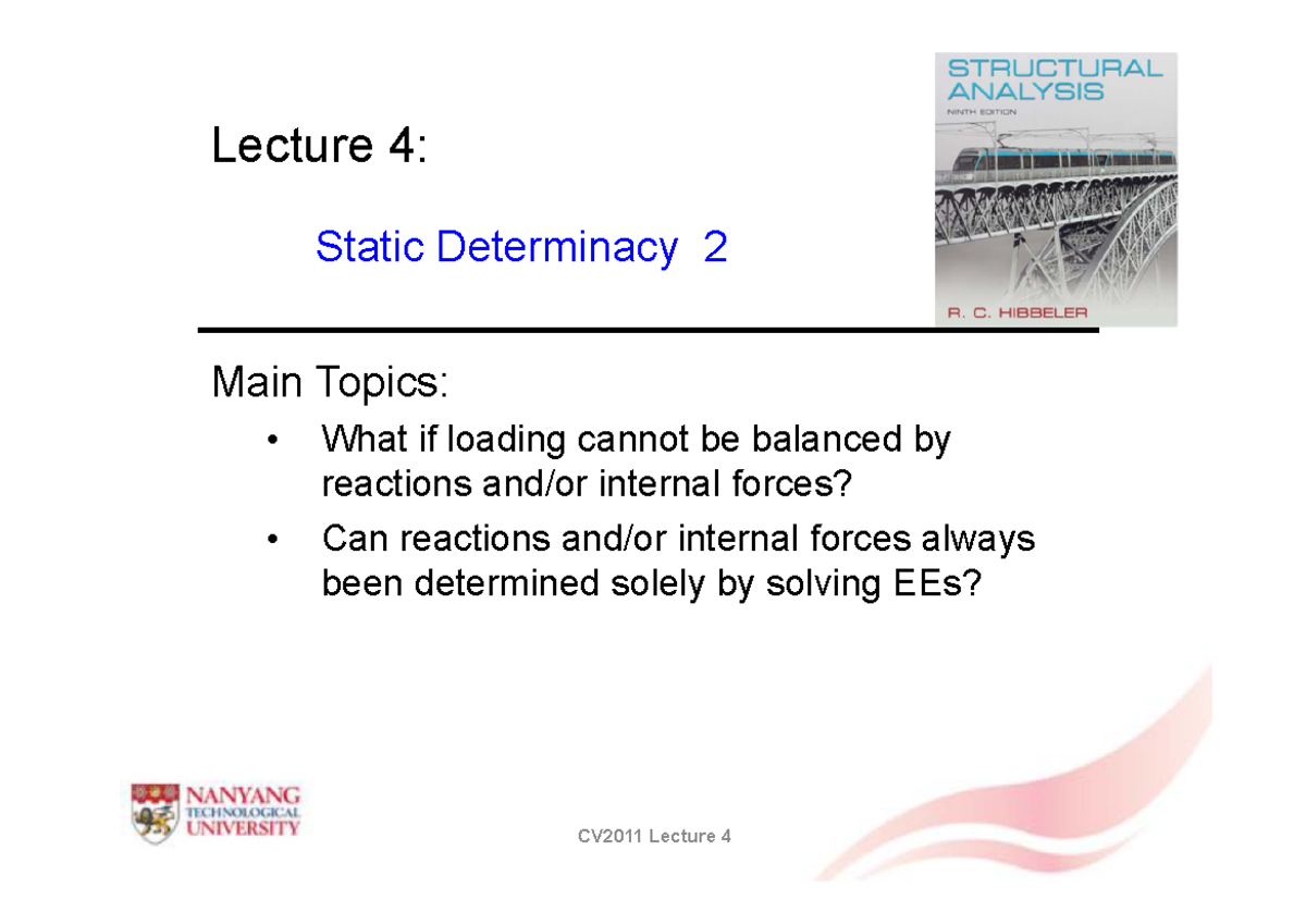 CV2011 L4 - Static Determinacy 2021 - Lecture 4: Static Determinacy 2 ...