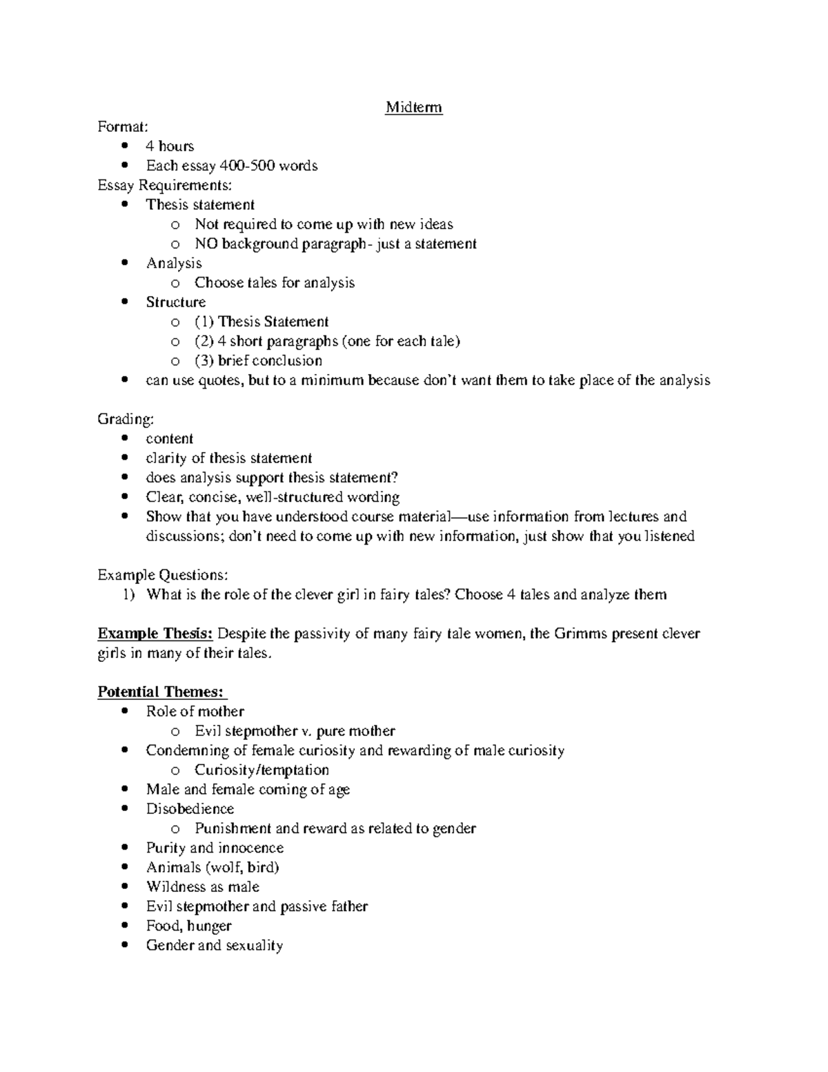 Midterm review - Midterm Format: 4 hours Each essay 400-500 words Essay ...
