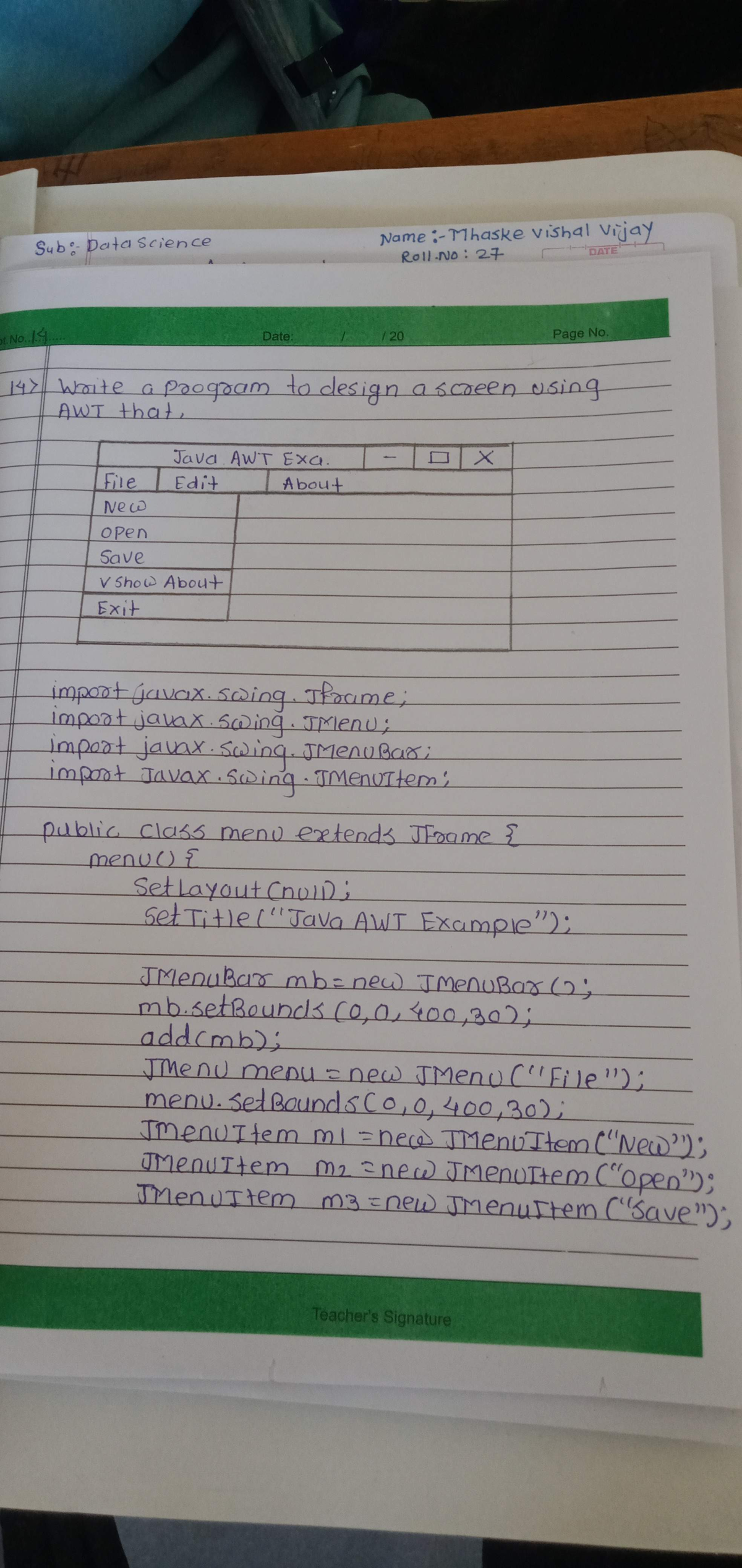 Java prog 4 - Java programming practical - Data science Name Mhaske ...