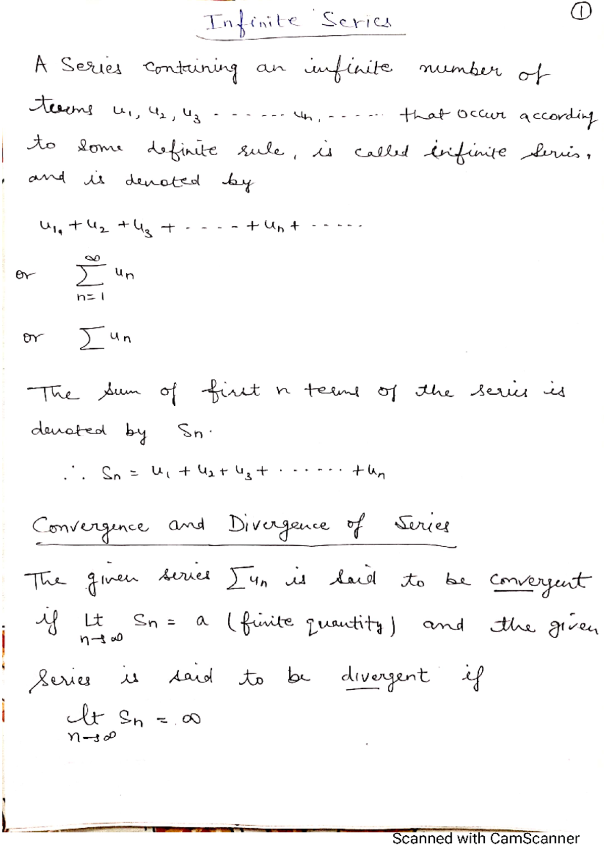 Infinite Series - Applied Maths - Studocu