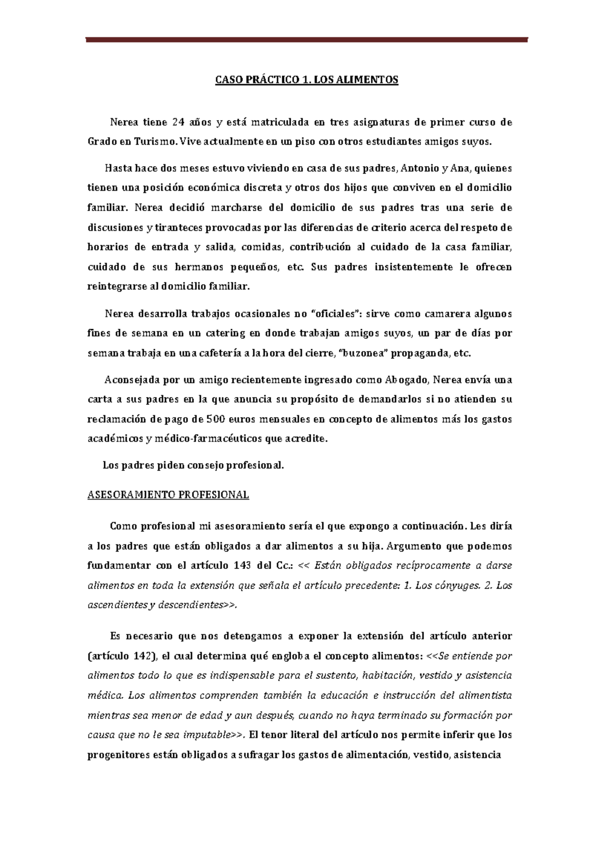 Practicos Casos Practicos 1 7 Caso 1 Los Alimentos Nerea Tiene