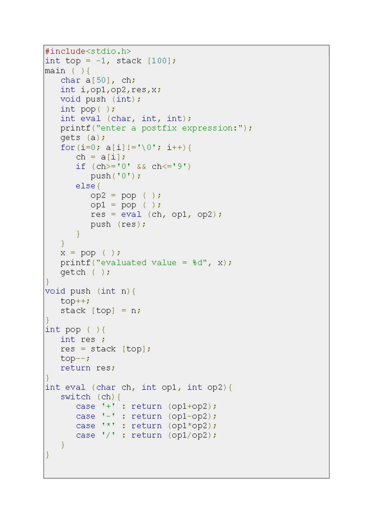 Ds lab - Hi this is ds lab material - #include int top = - 1 , stack ...