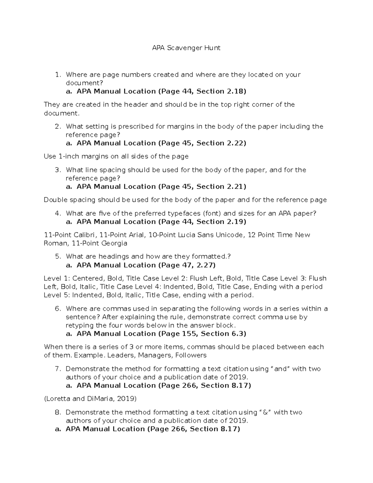 APA Scavenger Hunt - Scav - APA Scavenger Hunt Where are page numbers ...