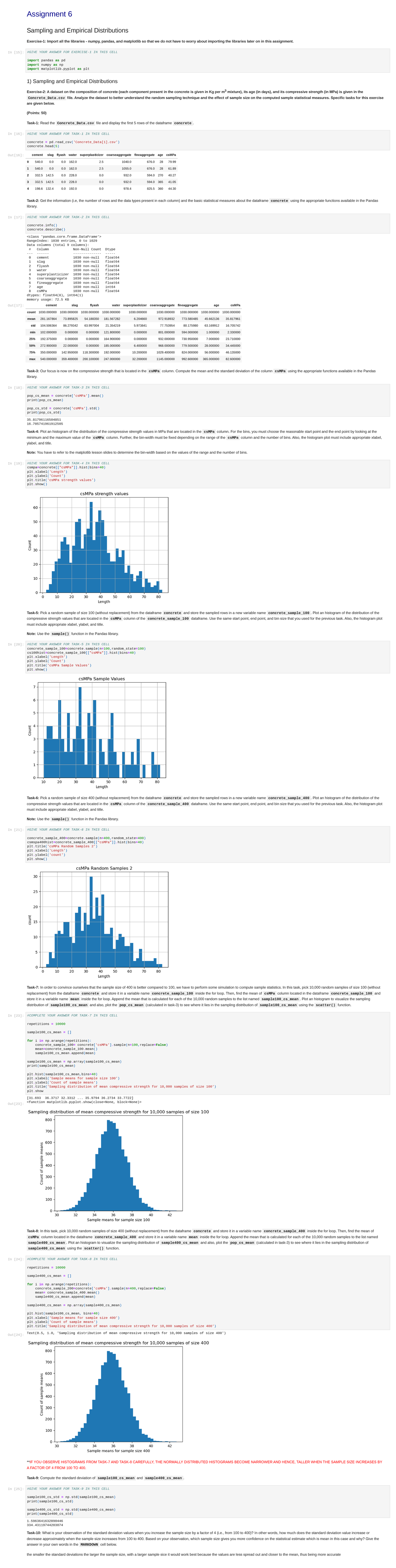 ENGR1330-Assignment 6 - Assignment 6 Sampling and Empirical Distributions Exercise-1: Import all ...