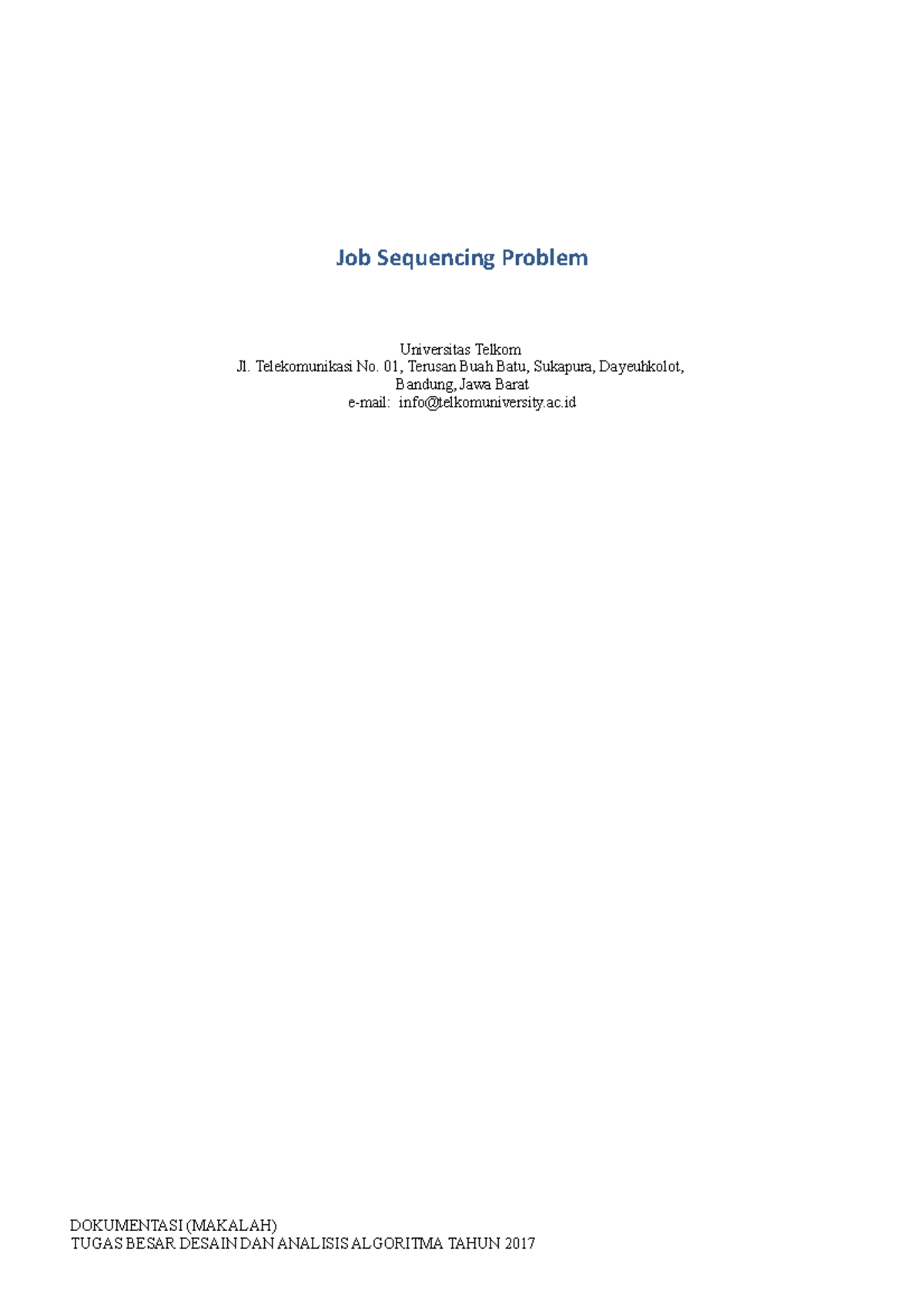 Laporan tubes daa - Job Sequencing Problem Universitas Telkom Jl ...
