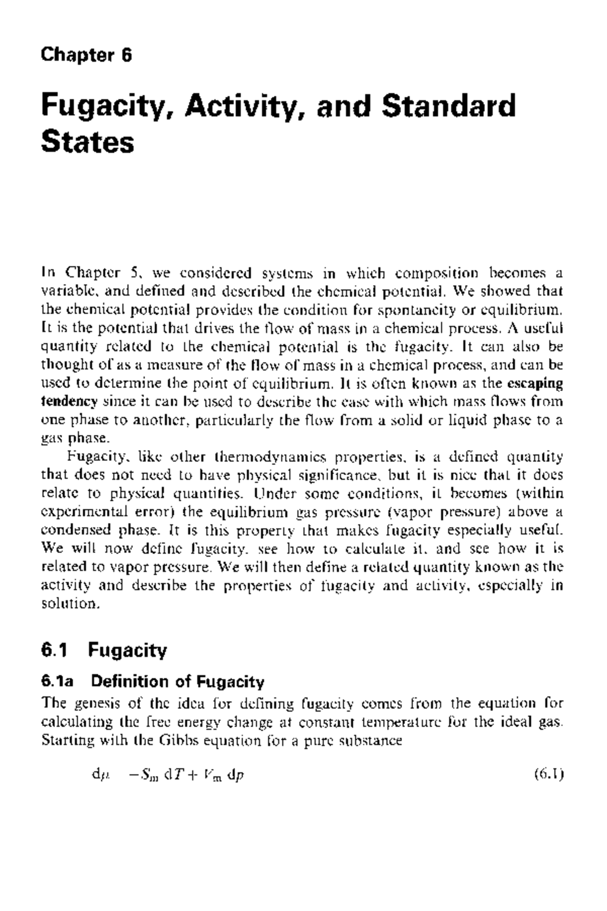 Ott2000 - Apuntes 1 - Chapter 6 Fugacity, Activity, and Standard States ...