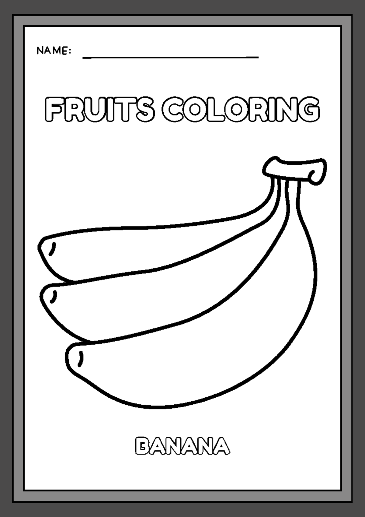 Fruits Coloring Activity Worksheet in Black and White Hand Drawn Style ...
