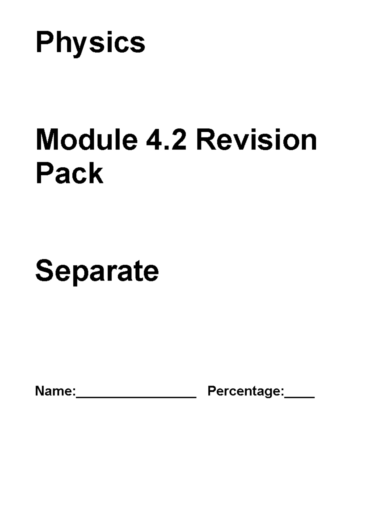 Separate 4.2 Revision Pack and MS - Physics Module 4 Revision Pack ...