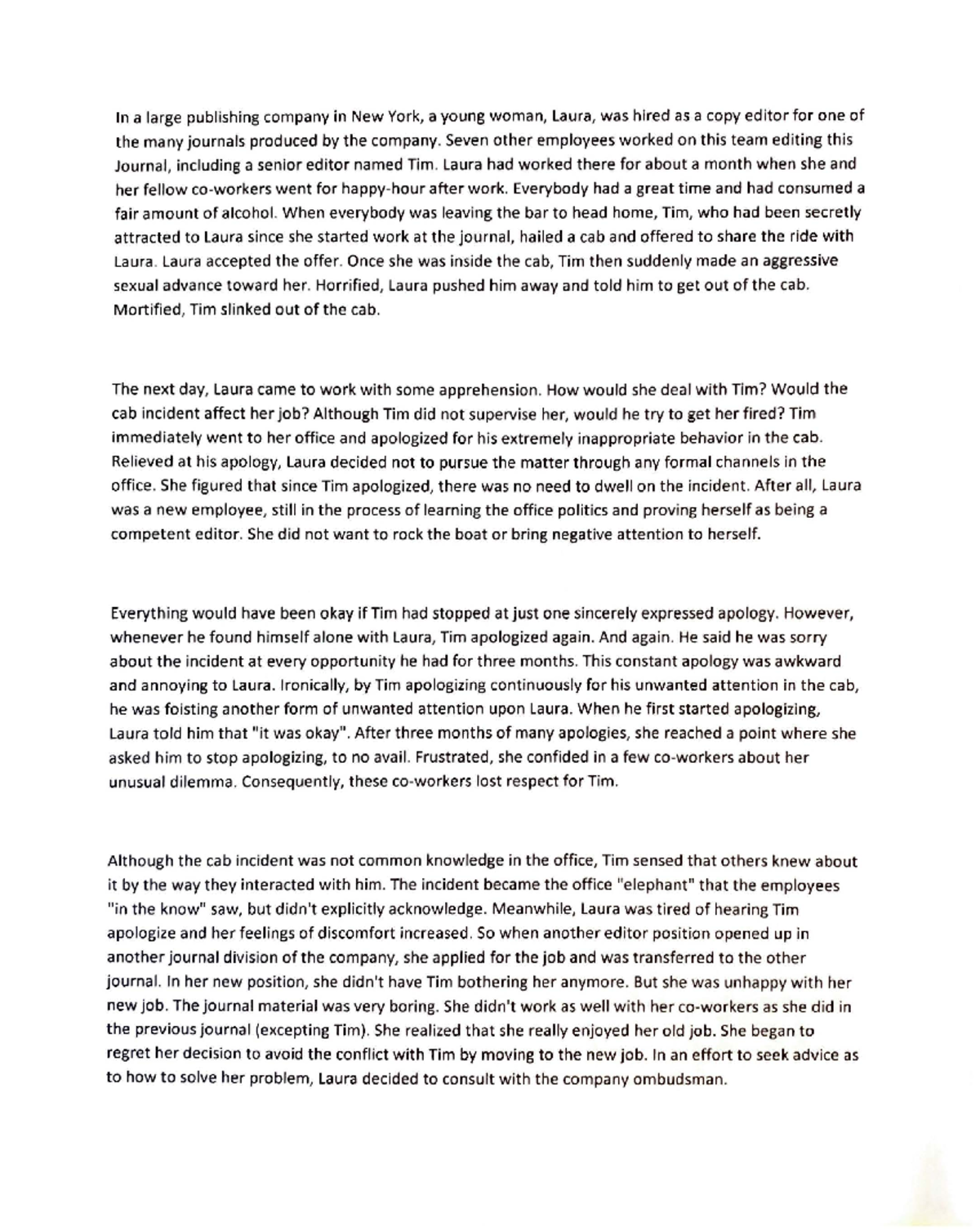 Lauraand Tim Case 1 - Lectures notes - In a large publishing company in ...