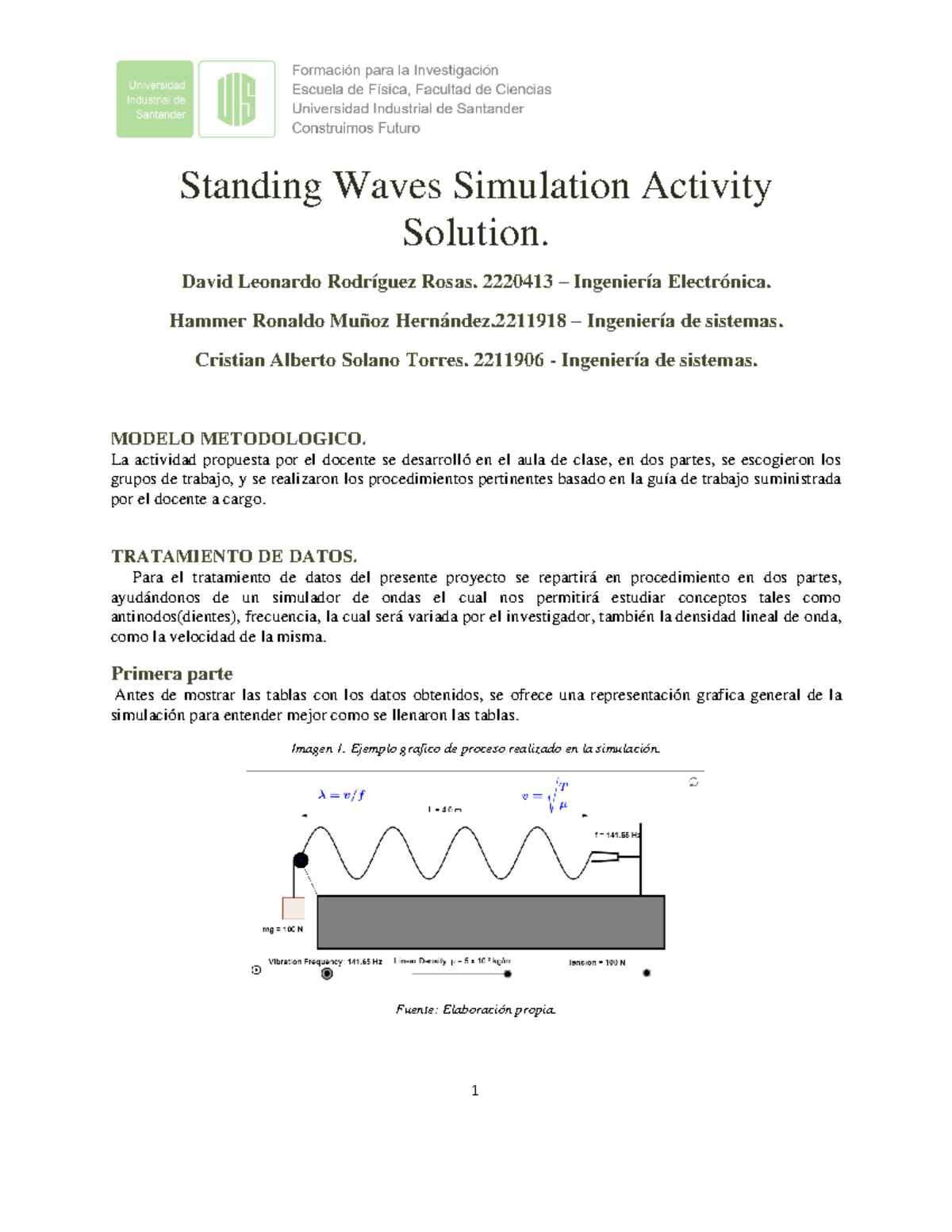 Standing Waves - Actividad - Standing Waves Simulation Activity Solution. David Leonardo ...