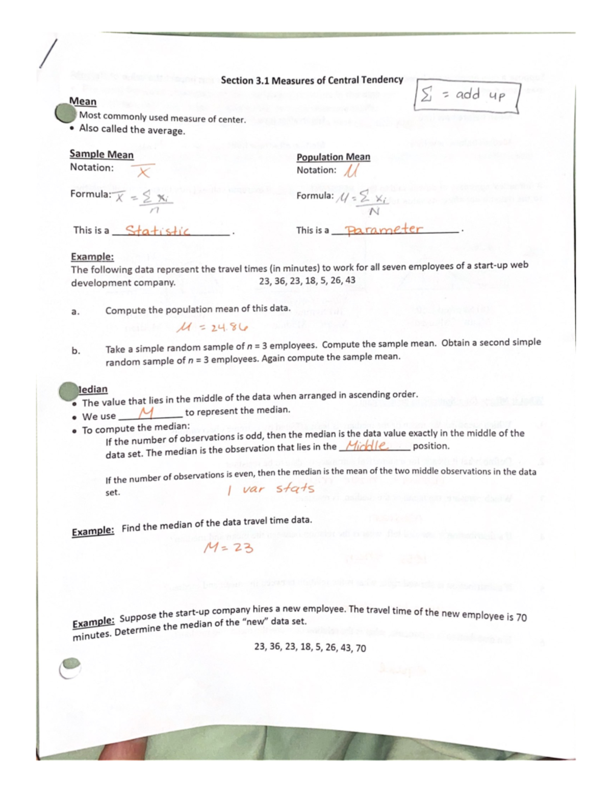 Chapter 3 Notes- Measures Of Central Tendency, Dispersion, Position And ...